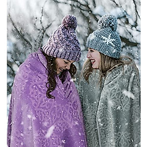 SUMGAR Lavender Throw Blankets Purple Thick Soft Fleece Blanket for Women Girls Bed Couch,Mandala Tufted Boho Fuzzy Warm Double Sided Flannel Blankets with Waterproof Inner Layer,Twin Size 60"x80"