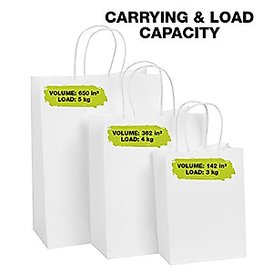 Packanewly Kraft Paper Bags with Handles, 105 PCS White - Eco-Friendly Gift Bags - Mixed Sizes: Small, Medium & Large for Retail, Gift, Shopping, Wedding, Birthday & Parties