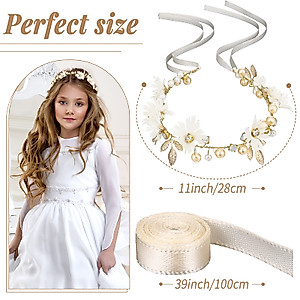 Yinder 4 Pieces Flower Girl Headpiece Wedding Headband for Girls Bridal Hair Vines Crystal Flower Hair Accessory Rhinestone Crown Tiaras for Girls Gold Headpiece for Wedding Party Birthday Kids