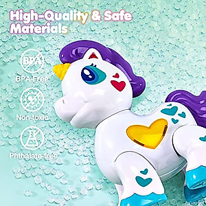 hahaland Toddler Girl Toys Unicorn Toy for 1 Year Old Girl, Musical Light up Kid Girl Interactive Travel Toys, Baby Toys 12-18 Months, 1+ Year Old Girl Birthday Gifts