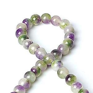 100Pcs Natural Stone Beads 10mm Purple Jasper Round Loose Gemstone Energy Healing Beads Hole Size 1mm DIY Smooth Beads for Bracelet Necklace Earrings Jewelry Making