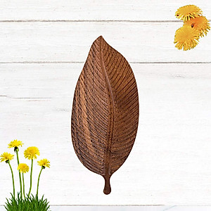 DOITOOL Wood Leaf Plate Hand Carved Salad Snack Plate Dessert Platter Unique Appetizer Serving Tray Fruit Food Dish for Home Restaurant (29.5x12.5cm)