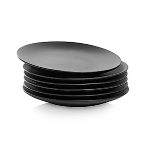 10 Strawberry Street Wazee Matte 10.5" Coupe Dinner Plate, Set of 6, Black