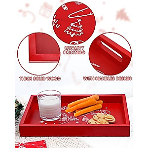 Cookies for Santa Tray Christmas Wooden Serving Tray with Handles 14’’ x 9’’ Decorative Treat Tray for Christmas Eve Xmas Holiday Home Decorations