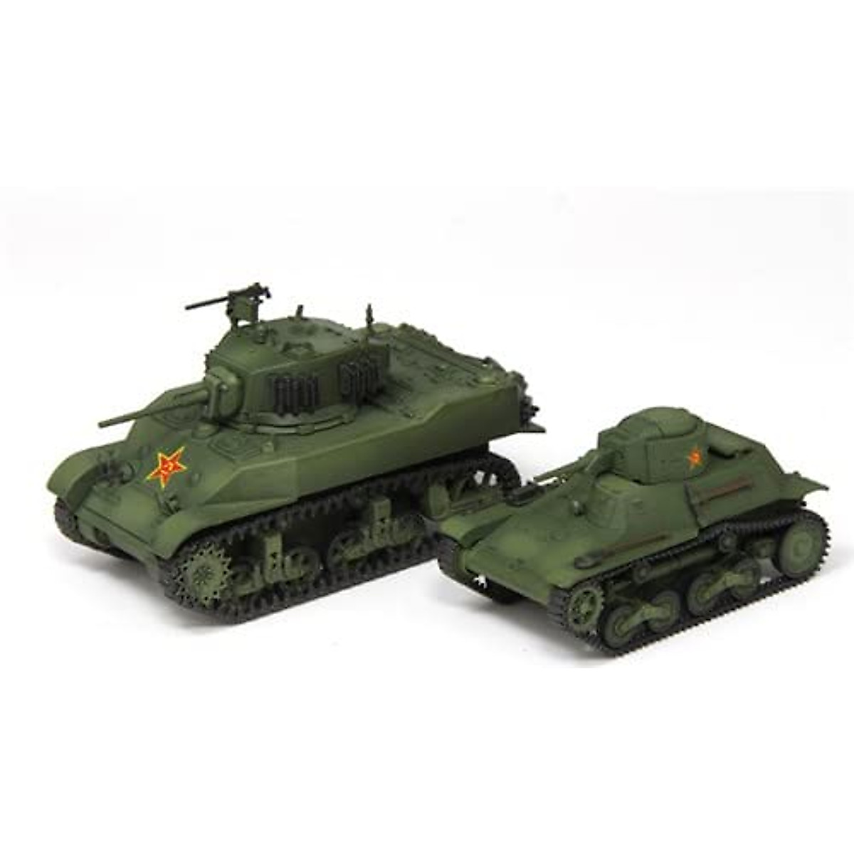 S-Model China PLA Captured Type 97 & M5A1 M5A1 Stuart Light Tank 2 Vehicles Set 1/72 ABS Tank Pre-builded Model