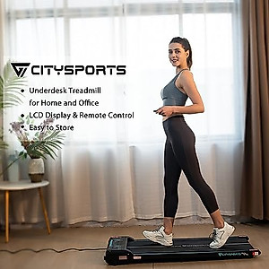 CITYSPORTS Treadmill Under Desk, Walking Pad Treadmill, Treadmill Ultra Slim & Portable for Home