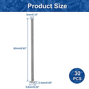 MroMax 30Pcs M3 x 60mm Pan Head Phillips Machine Screws, 304 Stainless Steel 18-8, Fully Thread, Metric Silver Gray Cross Head Screws Bolts for Computers, Camera and Other Small Electronic Devices