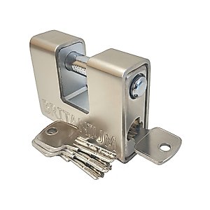 Britanium® BRP/74 [Armoured] Shipping Container Padlock - [Anti Drill Cylinder] - Heavy Duty Lock for Storage Unit, Motorbike, Shed & Garage Silver