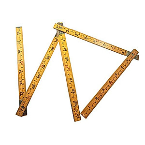 Binzer Folding Wooden Stick Ruler, Inch & Metric (6-foot-6-inch/2-Meter When Straight), Carpenters/General Use