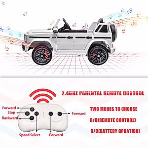 TOBBI 12V Kids' Electric Vehicle, Licensed Mercedes Benz G63 Electric Car for Kids, Kids Ride On Car Parents Remote Control, Openable Doors/Spring Suspension System/Music's Play & Led Lights-White