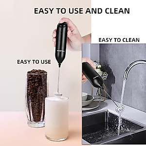 WINETELL Rechargeable Handheld Electric Milk Frother with USB C Charging Stand for Lattes- Powerful Whisk Drink Frother Wand for Coffee, Hot Chocolate, Cappuccino, Frappe, Matcha