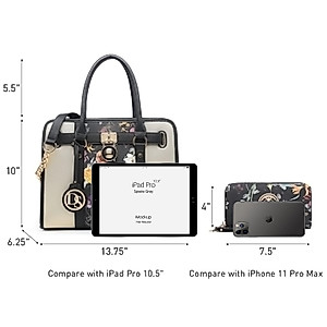 Dasein Two Tone Satchel Handbags Purses for Women Vegan Leather Shoulder Bags Large Tote Bag with Matching Wallet