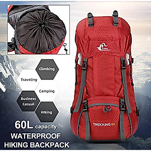 60L Hiking Backpack, Waterproof Camping Backpacking Backpack for Men Outdoor Traveling Climbing Daypack with Rain Cover (Army Green)