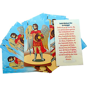 Westmon Works Saint Michael Prayer Holy Cards for Children Bulk Classroom or Mass Church Congregation Pack, Set of 25