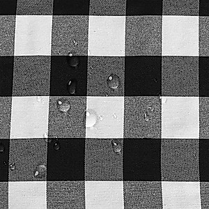 Barossa Design Buffalo Check Shower Curtain: Cotton Blend Plaid Woven Texture & Machine Washable, Water-Repellent, Rustic Farmhouse Style for Bathroom - Black and White, 71x72 Inch