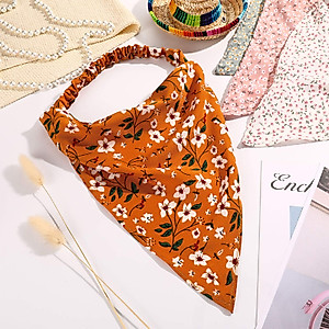 Syhood 6 Pcs Floral Elastic Hair Bandanas Boho Scarf Headband Chiffon Head Kerchief Turban with Hair Clips for Women(Classic Floral Patterns)