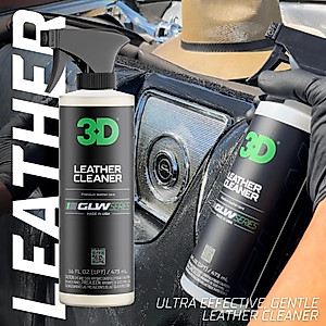 3D Leather Cleaner for Car, GLW Series | Ultimate Deep Cleaning | Removes Dirt, Grease, Body Oils | DIY Car Detailing | Versatile Cleaner for All Leather Goods | 16 oz