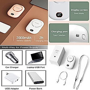 AOCOOLFAN Portable Neck Fan, Mini Hanging Neck Fan with Adjustable Lanyard and Bracket, USB Rechargeable Hands Free 3 Wind Speed Personal Fan for Indoor Outdoor (White)