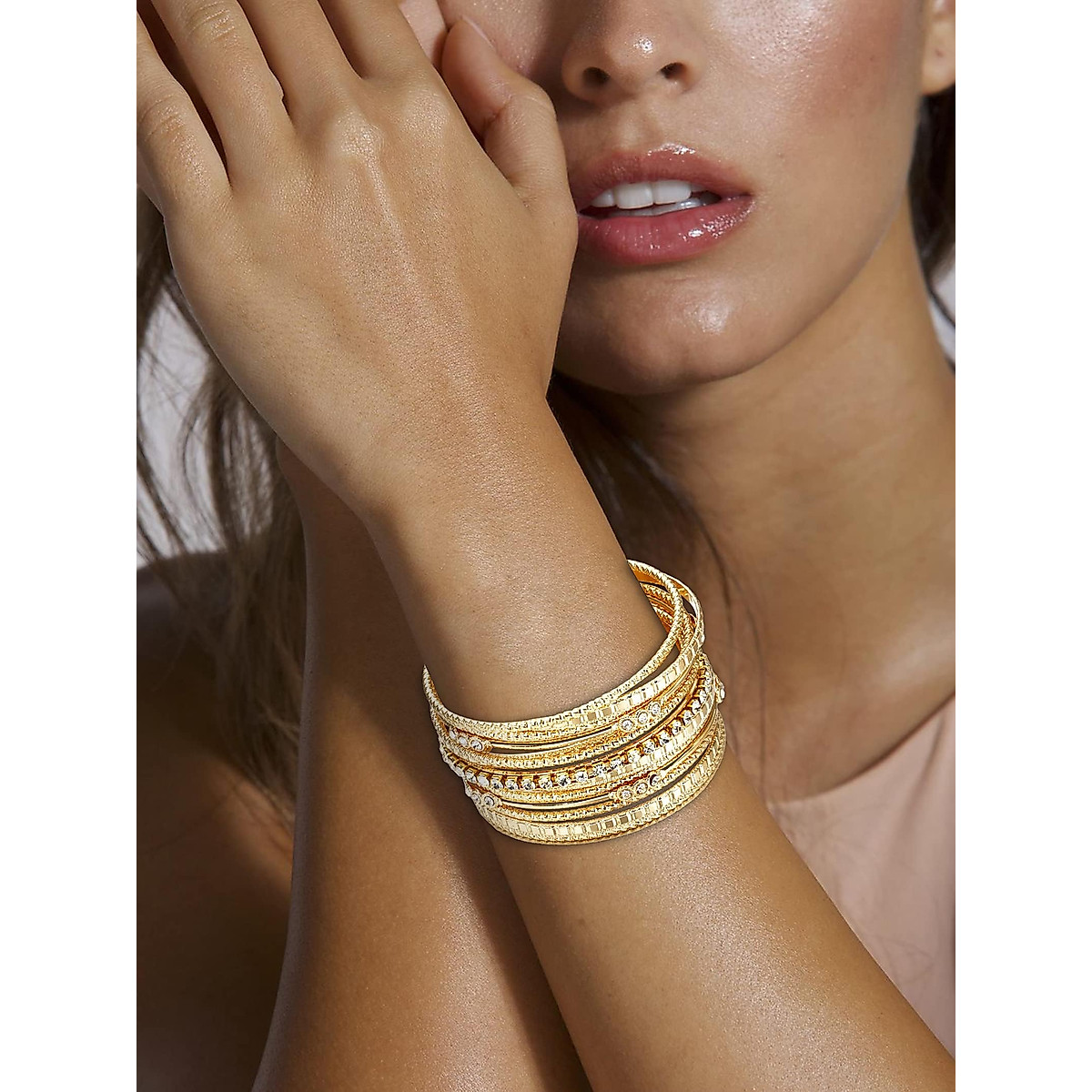 Indian Bracelets for Women Stackable Textured Bracelet Gold Bangle Bracelets Smooth Aztec Bangles Set Western Indian Bangle Gifts Gold Christmas Gifts 2023