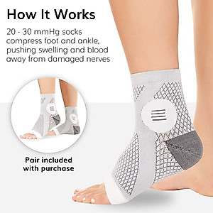 BraceAbility Neuropathy Socks - Peripheral Neuritis Therapy Compression Diabetic Open-Toe Foot Sleeves for Ankle Gout, Nerve Damage Pain in Legs and Feet Relief Brace for Men and Women (L - 1 Pair)