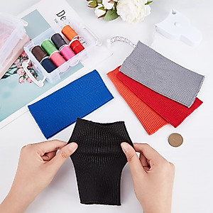 BENECREAT 10Pcs 5 Colors Knit Cuff Sleeve Ribbing Cuff Material, 5.9x3.3inch Tubular Rib Cuffing Replacement for Waistband Leg Arms Wear Cotton Padded Jacket Sportswear Cuffs Extension