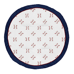 Sweet Jojo Designs Red, White and Blue Playmat Tummy Time Baby and Infant Play Mat for Baseball Patch Sports Collection