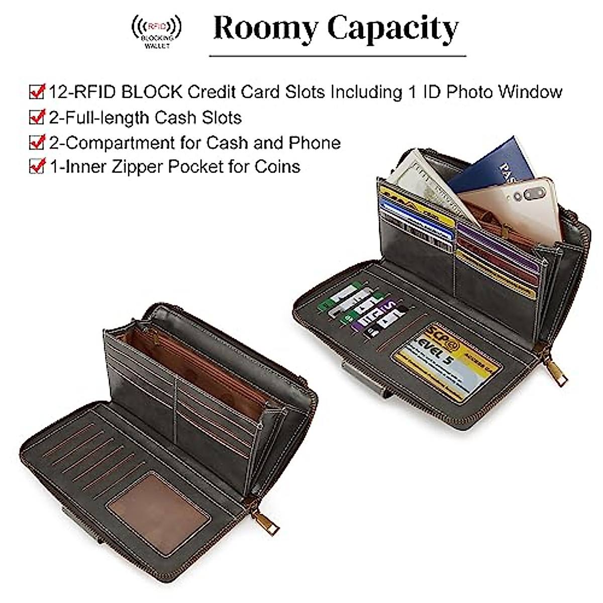 S-ZONE Crossbody Cell Phone Purse Wristlet Wallets for Women RFID Blocking Phone Wallet with 2 Straps