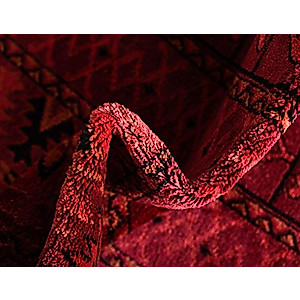 Unique Loom Tekke Collection Over-Dyed Saturated Traditional Torkaman Area Rug, 5 x 8 ft, Red/Black