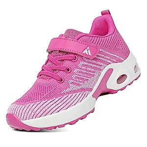 Mishansha Girls Boys Sport Tennis Shoes Toddler Kids Athletic Runnings Shoes Anti-Slip Outdoor Sneakers for Walking Playing Gym Rosy Size 2 Little Kid
