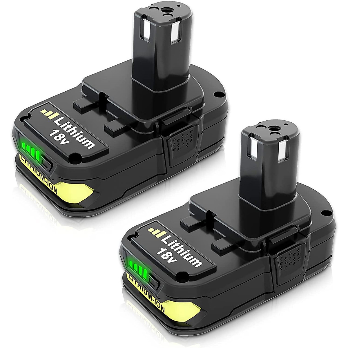 3.0Ah Replacement for Ryobi 18V Batteries Compatible with Ryobi 18V Lithium Battery P102 P103 P104 P105 P107 P108 P109 P190 P122 for 18 Volt Cordless Power Tools 2 Packs(Green)