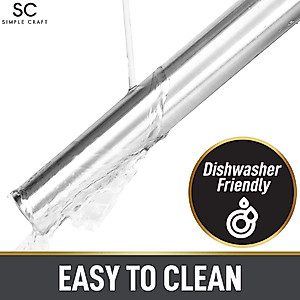 Simple Craft Premium 16” Rolling Pin - Smooth Tapered Professional French Rolling Pin - Stainless Steel Rolling Pin For Making Cookies, Pastries, Pizza, Pies, and Pastas