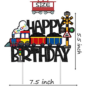Train Party Decorations Train Birthday Party Supplies Railroad Happy Birthday Party Banners Cake Topper Steam Train Cupcake Toppers Railway Vehicle Ballons for Train Theme Baby Shower Supplies