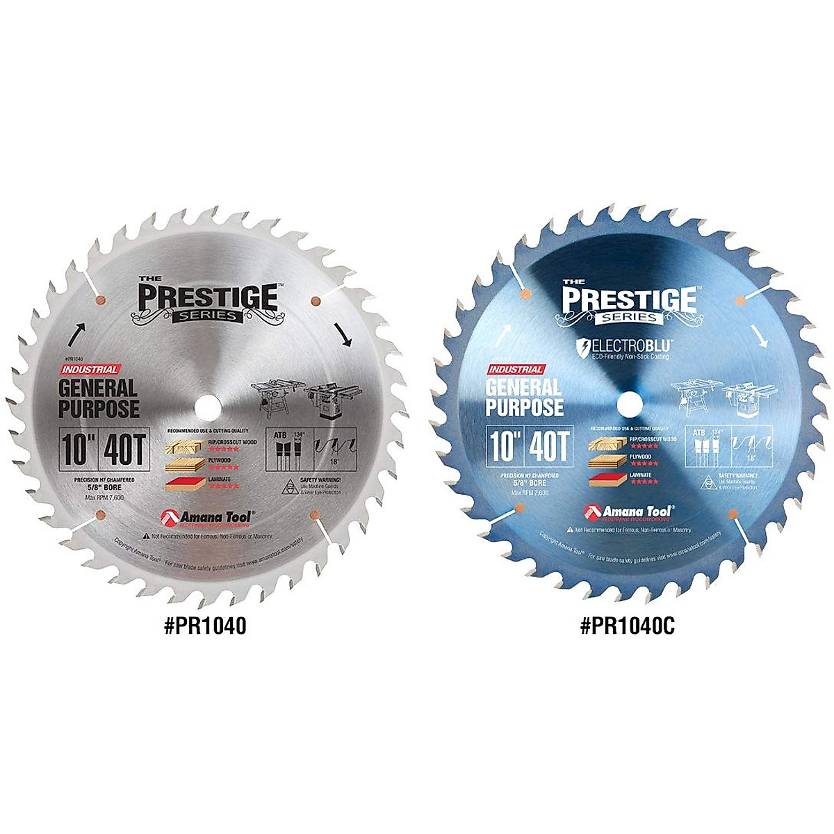 Amana Tool - PR1040C Electro-Blu Carbide Tipped Prestige General Purpose 10 Inch Dia 40T A