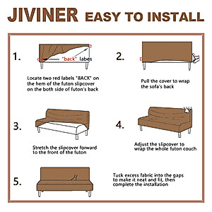 JIVINER Super Stretch Futon Cover Jacquard Soft Futon Sofa Cover Full Size Futon Slipcovers Washable Armless Sofa Bed Furniture Protector Couch Cover with Elastic Bottom (Futon, Light Gray)