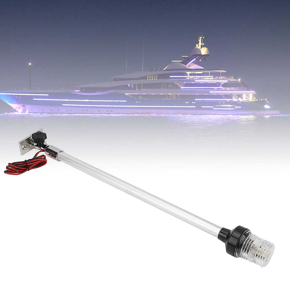 LED Anchor Light, Waterproof PC Lampshade LED Stern Pole Light Anti Rust for Fishing Boats