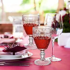 Bekith 4 Pack Wine Glasses Goblets, Classic Goblet Beverage Glasses, Iced Tea Glasses, Vintage Water Glasses, Beverage Stemmed Glass Cups for Parties, Bars, 11 Ounce