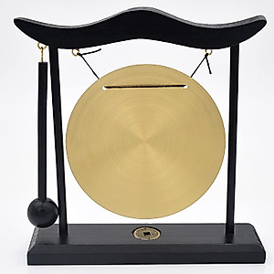 Feng Shui Brass Gong Desktop Zen Art for Fortune + Free Red String Bracelet H1304