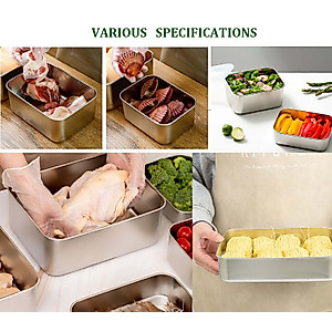 GRFELI Stainless Steel Food Container with Lid, 3-Piece Food Storage Container, Meal Prep Container, Ice Cream Container, Refrigerator Freezer Safe, Dishwasher/Oven Safe (Lid Not Included)