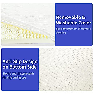 HOMBYS Memory Foam Lash Bed Topper with Removable Cover, 3" Thickness Massage Table Mattress Topper with Elastic Bands, 5-Area Design, Non-Slip Lash Bed Cushion Only (Bed Not Included)
