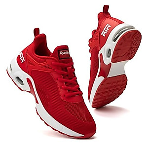 Akk Women Sneakers Walking Shoes - Womens Air Athletic Running Shoes Non Slip Air Shoes Mesh Fashion Sneakers Breathable Gym Work Tennis Shoes Red Size 8