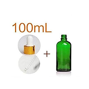 3PCS 100ML (3.34oz) 3 Ounce Green Glass Bottles Empty Refill Dropper Bottles Jars With Glass Eye Droppers For Cosmetics Essential Oils Chemistry Lab Chemicals Colognes perfumes