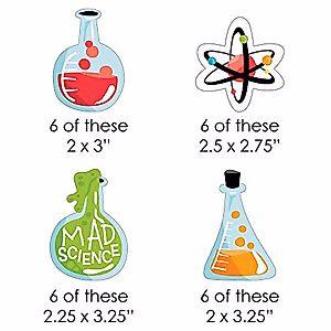 Big Dot of Happiness Scientist Lab - Paper Straw Decor - Mad Science Baby Shower or Birthday Party Striped Decorative Straws - Set of 24