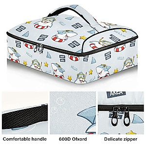 Kcldeci Insulated Thermal Food Carrier Insulated Casserole Carrier for Hot or Cold Food,Cute Shark Cartoon (2) Insulated Tote Bag for Potluck Cookouts Parties Picnic,Lasagna Lugger