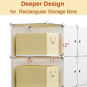 MAGINELS Large Cube Storage -14"x18" Depth Cube (12 Cubes) Organizer Shelves Clothes Dresser Closet Storage Organizer Cabinet Shelving Bookshelf Toy Organizer, White