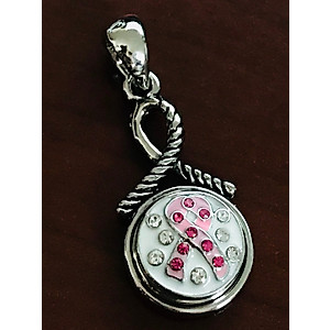 Interchangeable Mini Jewelry Pink Ribbon Cancer Awareness Pendant Holds 12mm Snaps My Prime Gifts