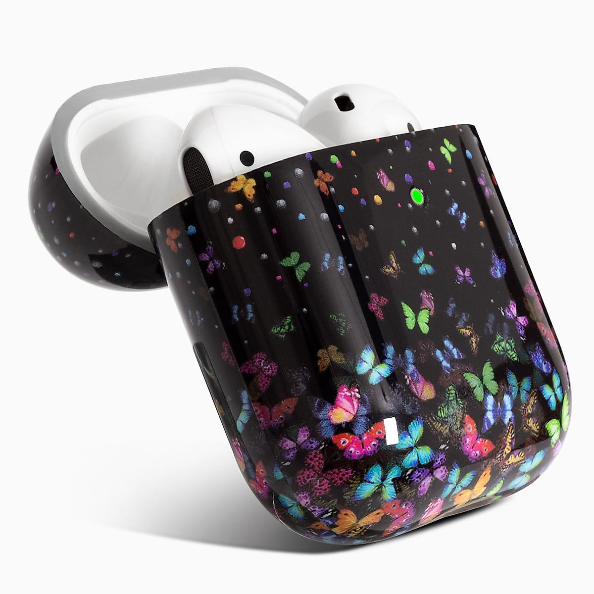 AirPod Case 2nd Generation Butterfly,AirPod Case 1st Generation Cute for Women Men with Keychain Silicone Cover Apple AirPods 2nd 1st Generation Charging Case Front Led Visible Colourful Butterflies