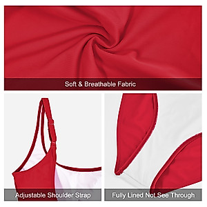 Womens Swimsuits One Piece Tummy Control Bathing Suit for Women Sexy Slimming Swimsuit Red S