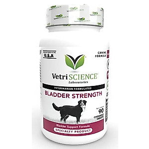 VETRISCIENCE Bladder Strength for Dogs, 90 Chewable Tablets - Vet Formulated Bladder Control Supplement with Saw Palmetto