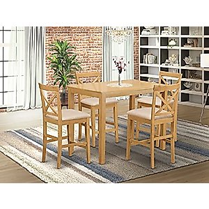East West Furniture YAPB5-OAK-C Dining Set, 48 x 30 x 36