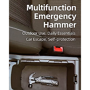 14-in-1 Multitool Hammer, Pohaku Multitool with DIY Stickers, Safety Lock, Screwdriver Bits Set and Durable Nylon Sheath, Multi Tool for Outdoor, Camping, Ideal Gifts for Father, Husband, Boyfriend